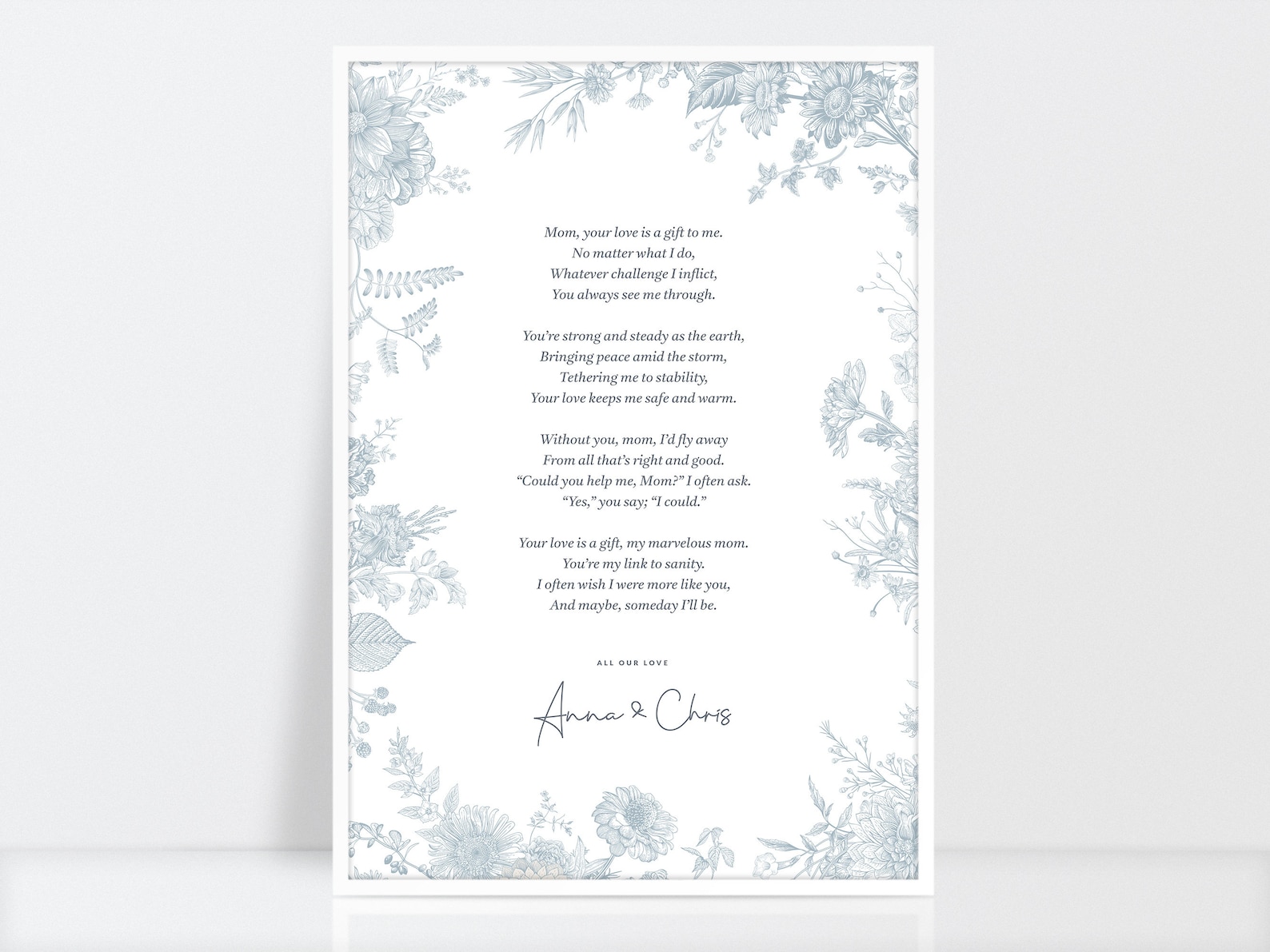 Personalised Floral Border Poem Print Memory of Print - Etsy