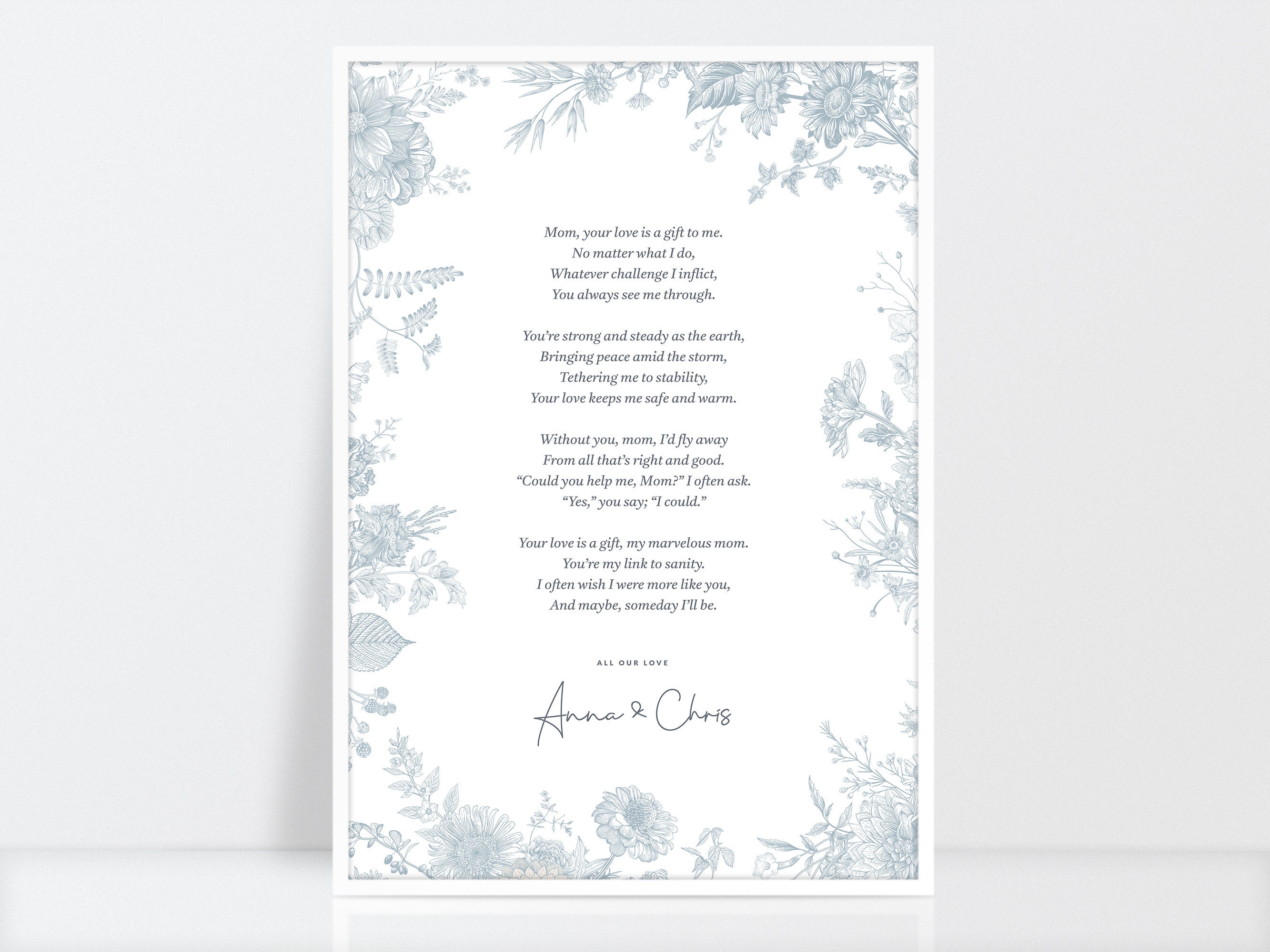 Personalised Floral Border Poem Print, Memory of Print, Birthday Poem ...