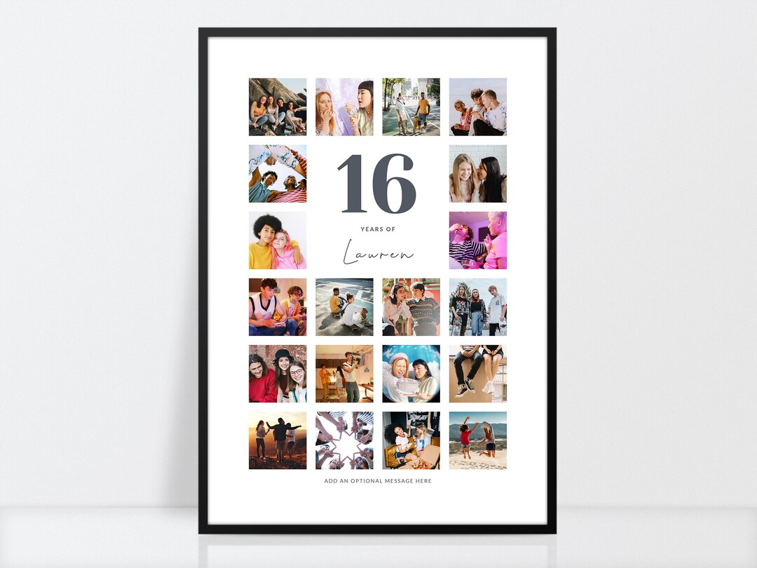 16th Birthday Photo Collage, 16th Birthday Gift, Birthday Collage ...