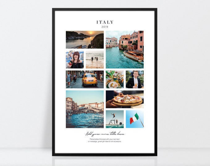 Personalised Travel Photo Collage, Holiday Photo Print, Personalised ...
