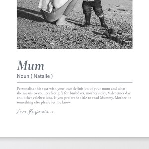 Personalised Mum Definition Print, Photo Gift for Mothers Day, Photo ...