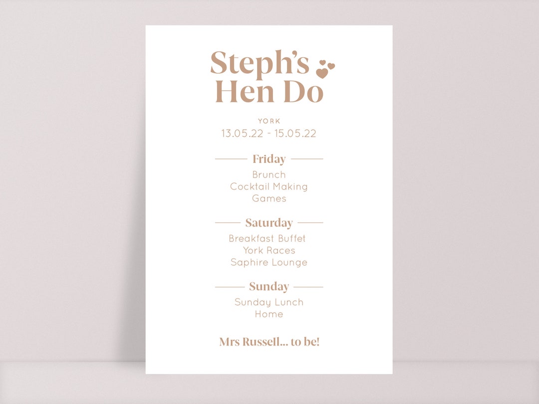 Hen Do Itinerary, Hen Do Invitation, Abroad Hen Do Invite, Hen Weekend ...