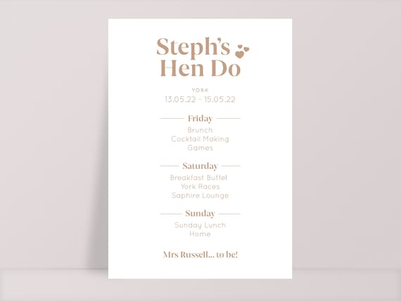 Hen Do Itinerary Hen Do Invitation Abroad Hen Do Invite Hen - Etsy