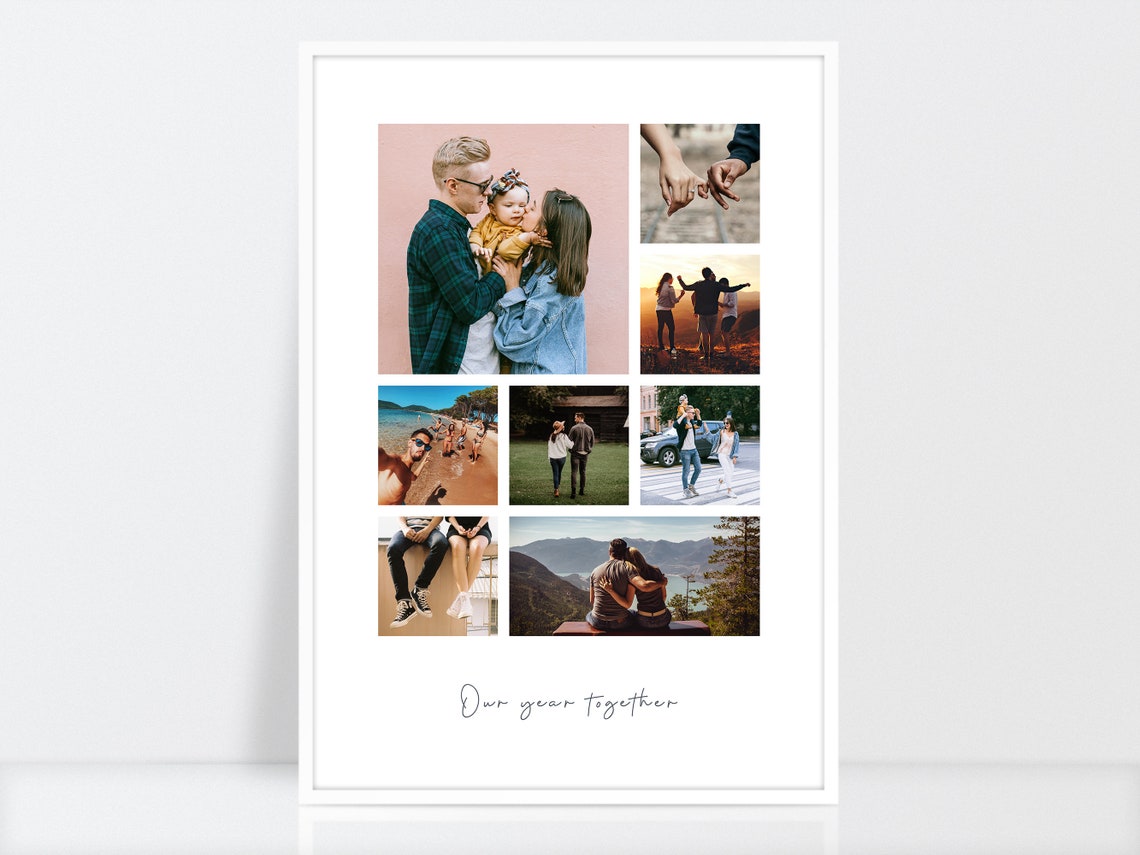Personalised Photo Collage, Minimal Photo Grid Print, Our Year of ...