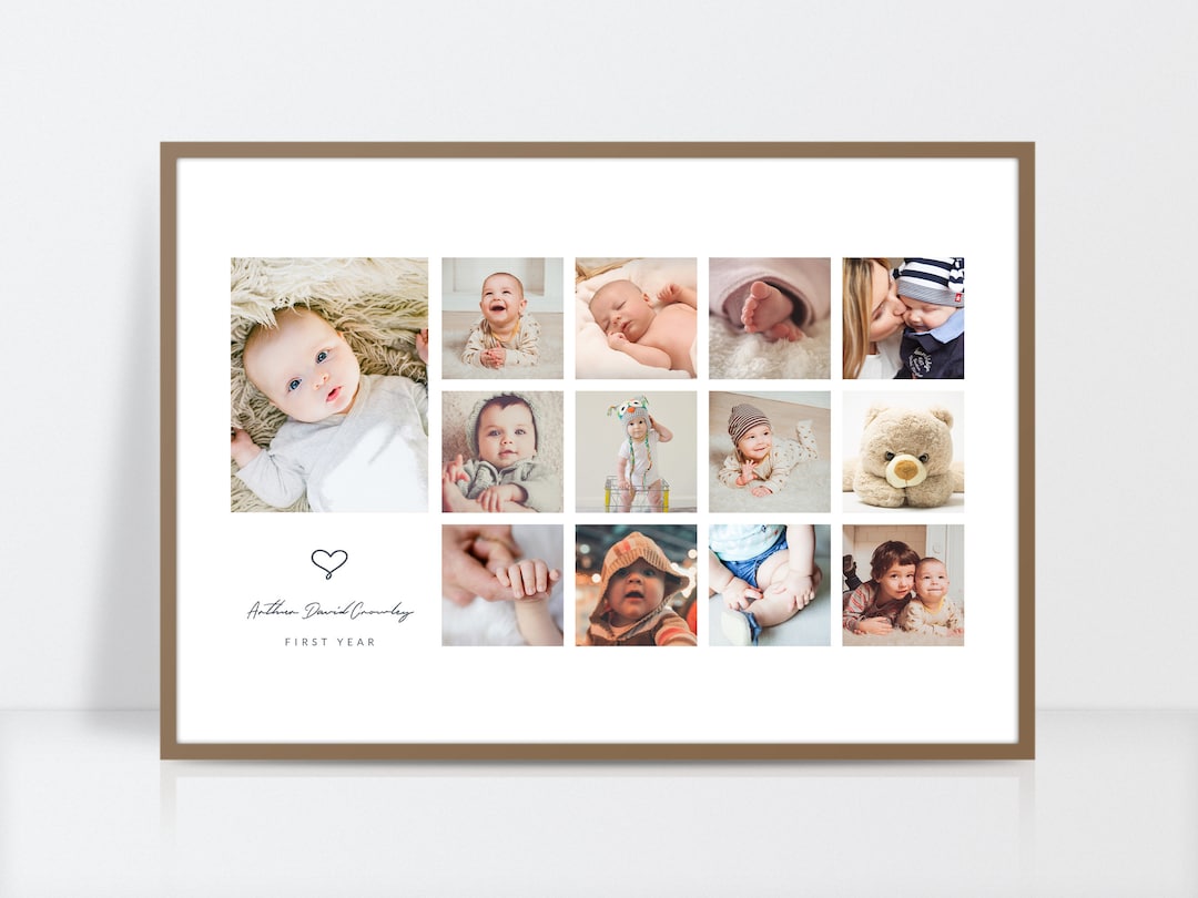 12 Month Baby Print, Baby Photo Collage, My First Year Print, Baby ...