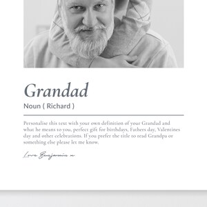 Personalised Grandad Definition Print, Grandad Fathers Day, Grandad ...