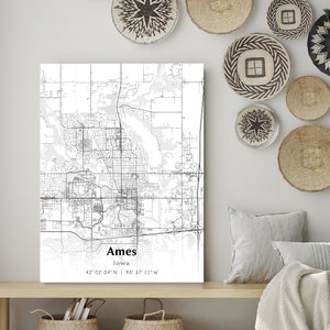 Ames City Map Print, Ames Iowa Map Poster, USA City Street Map, Map of ...