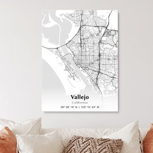 Vallejo City Map Print, Vallejo California Map Poster, USA City Street ...