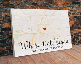 Valentine's Day Gift Map, Where It All Began, Custom Map Gift Valentine ...