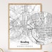 Reading City Map Print, Reading Pennsylvania Map Poster, USA City ...