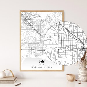 Lehi City Map Print, Lehi Utah Map Poster, USA City Street Map, Map of ...