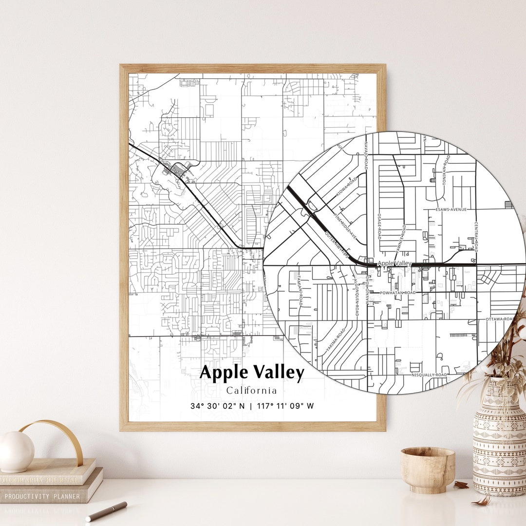 Apple Valley City Map Print, Apple Valley California Map Poster, USA ...