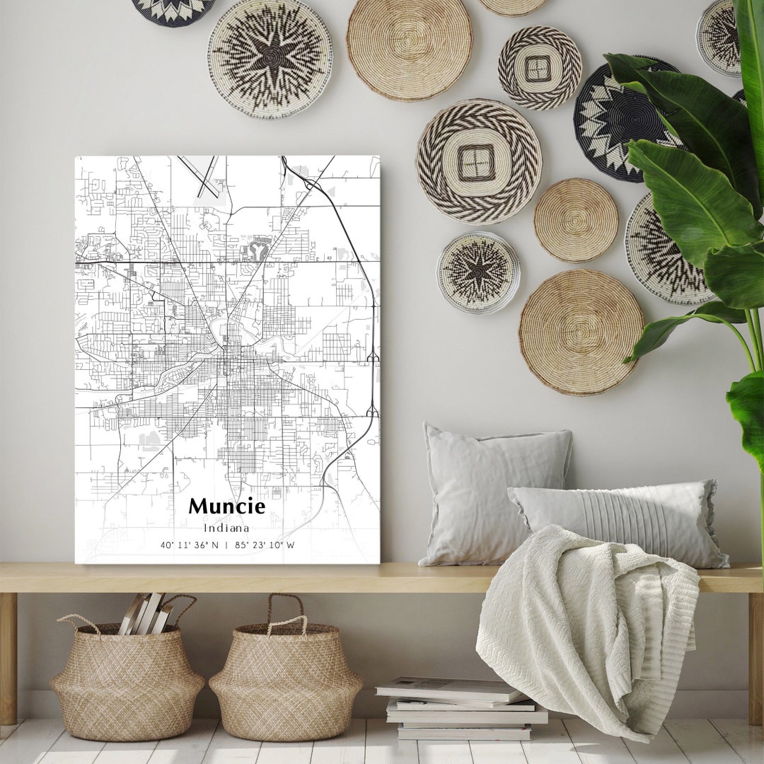 Muncie City Map Print, Muncie Indiana Map Poster, USA City Street Map ...