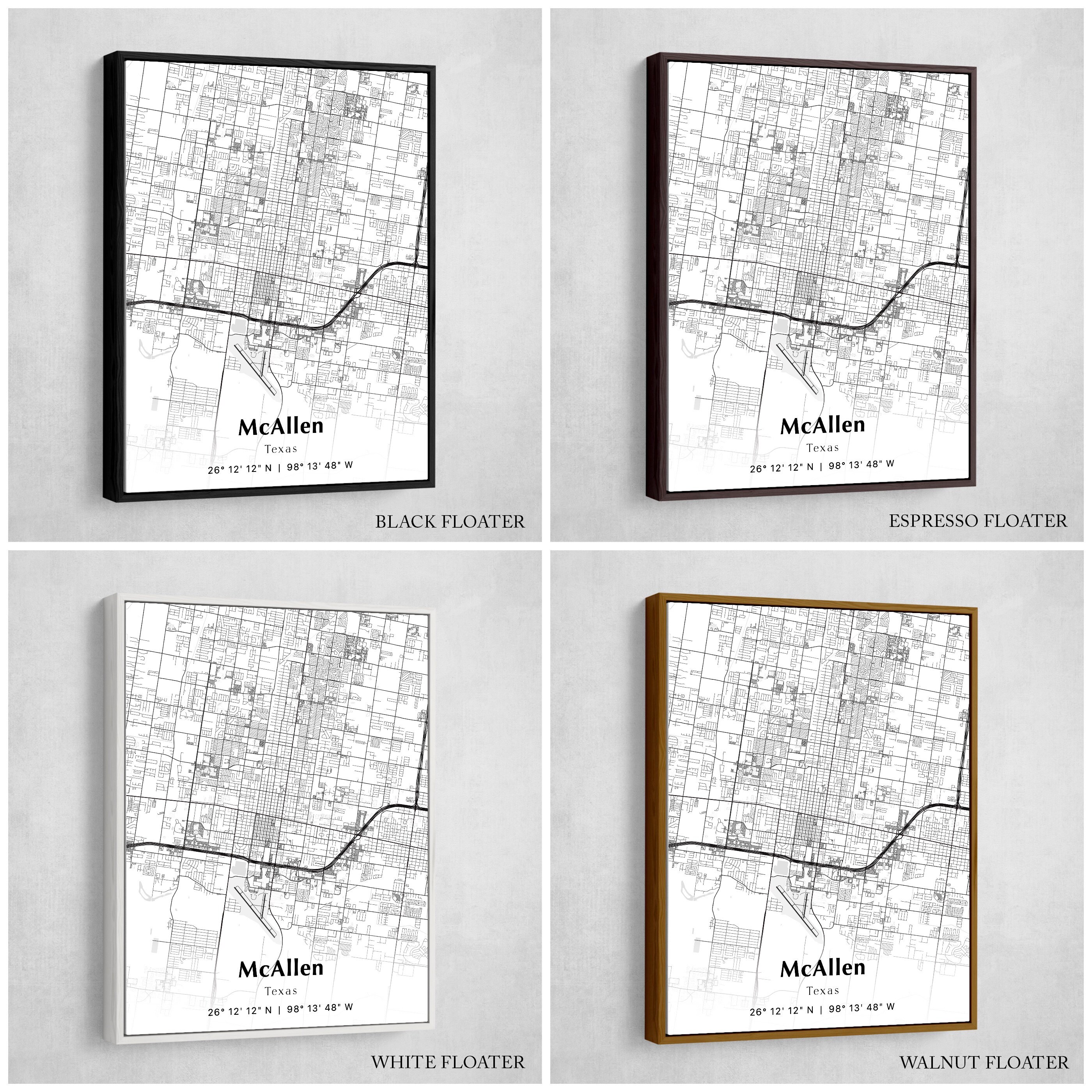 Mcallen City Map Print, Mcallen Texas Map Poster, USA City Street Map ...