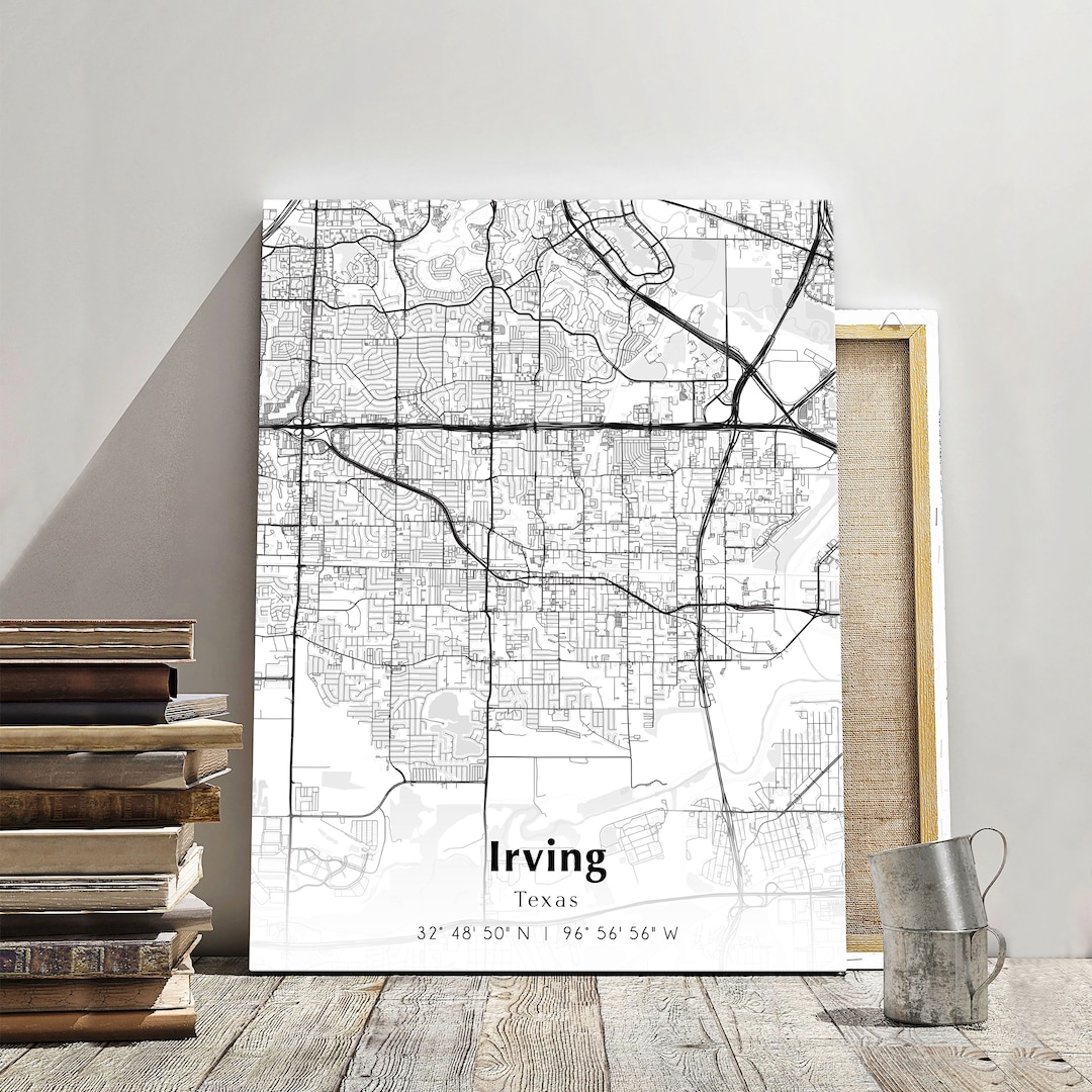 Irving City Map Print, Irving Texas Map Poster, USA City Street Map ...