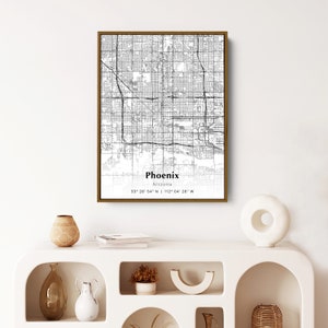 Phoenix City Map Print, Phoenix Arizona Map Poster, USA City Street Map ...