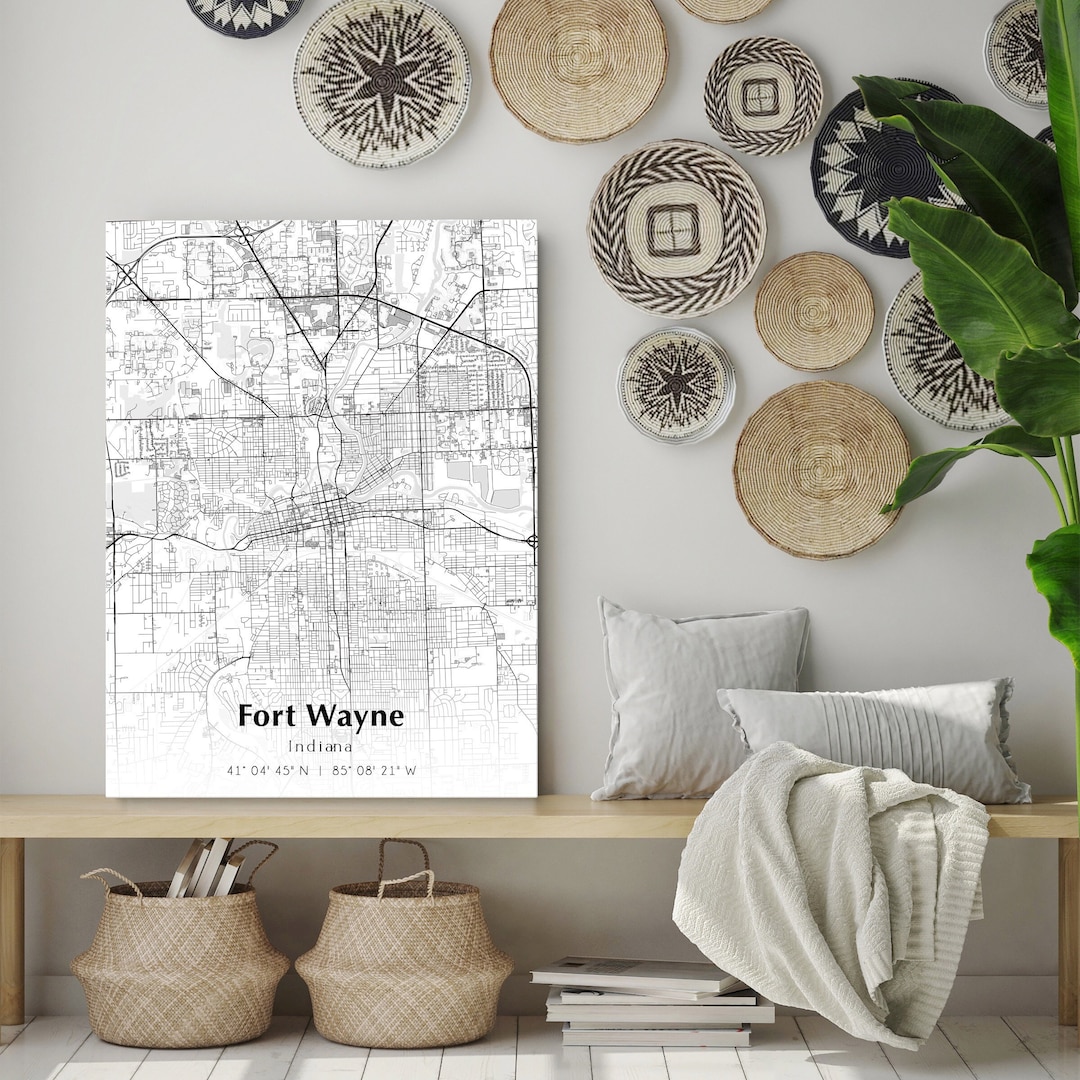 Fort Wayne City Map Print, Fort Wayne Indiana Map Poster, USA City ...