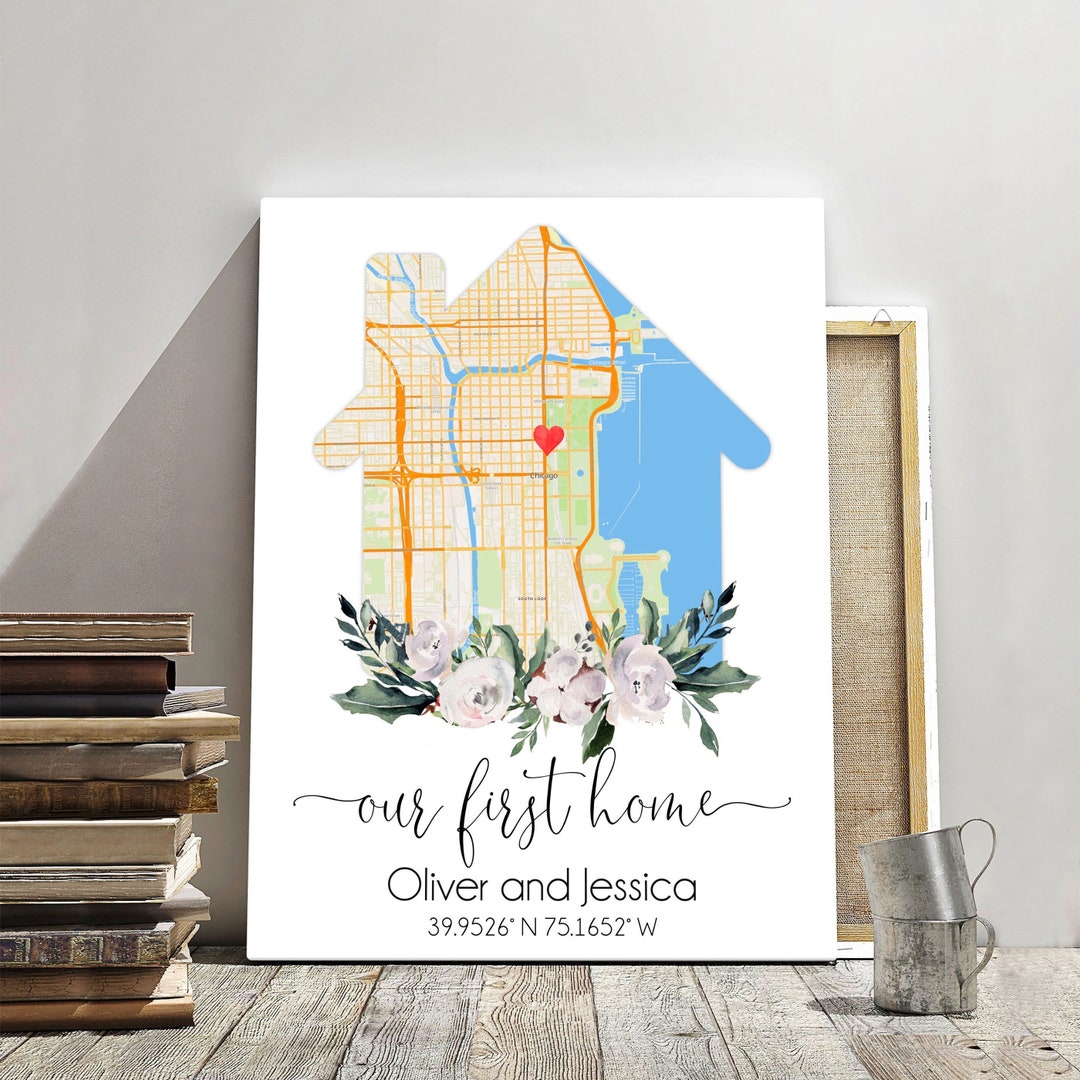 Custom House Map Print, First House Map, Custom Housewarming Gift ...