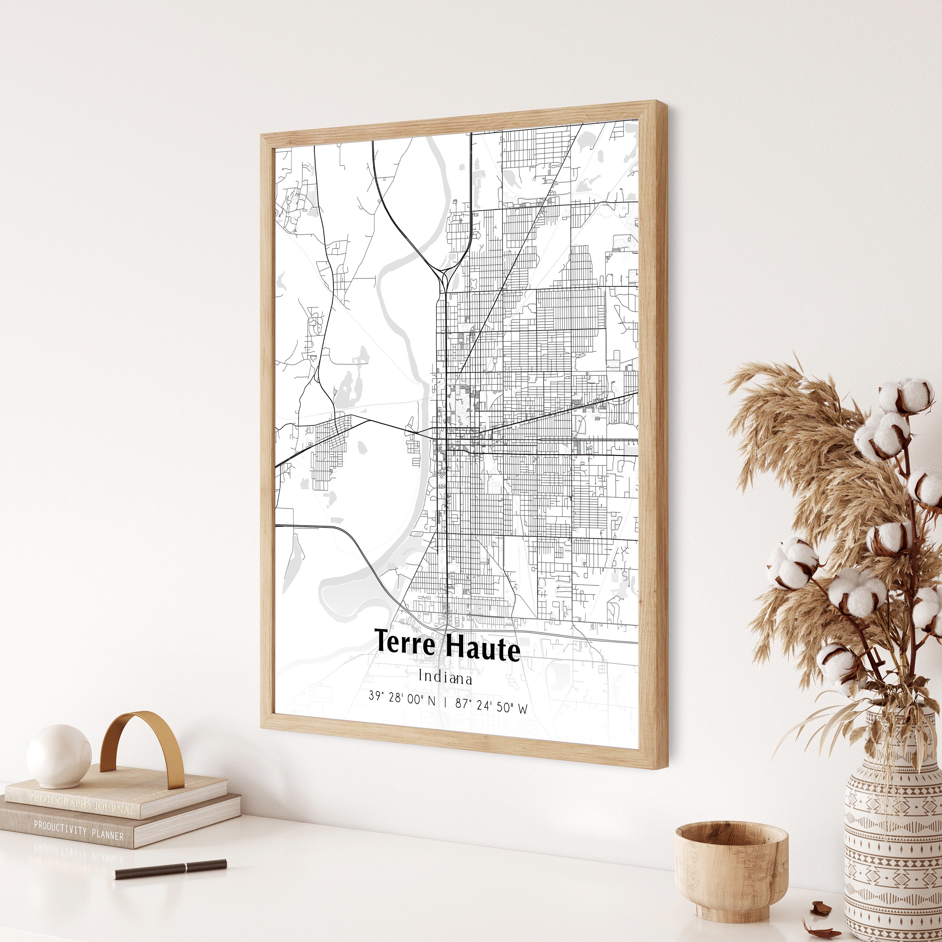 Map of Terre Haute Digital File Modern City Map Terre Haute - Etsy