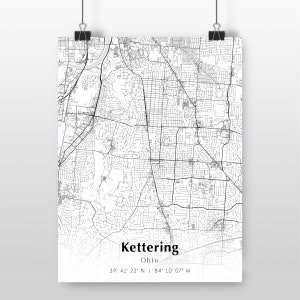 Kettering City Map Print, Kettering Ohio Map Poster, USA City Street ...