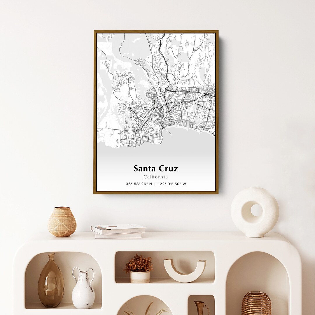 Santa Cruz City Map Print, Santa Cruz California Map Poster, USA City ...
