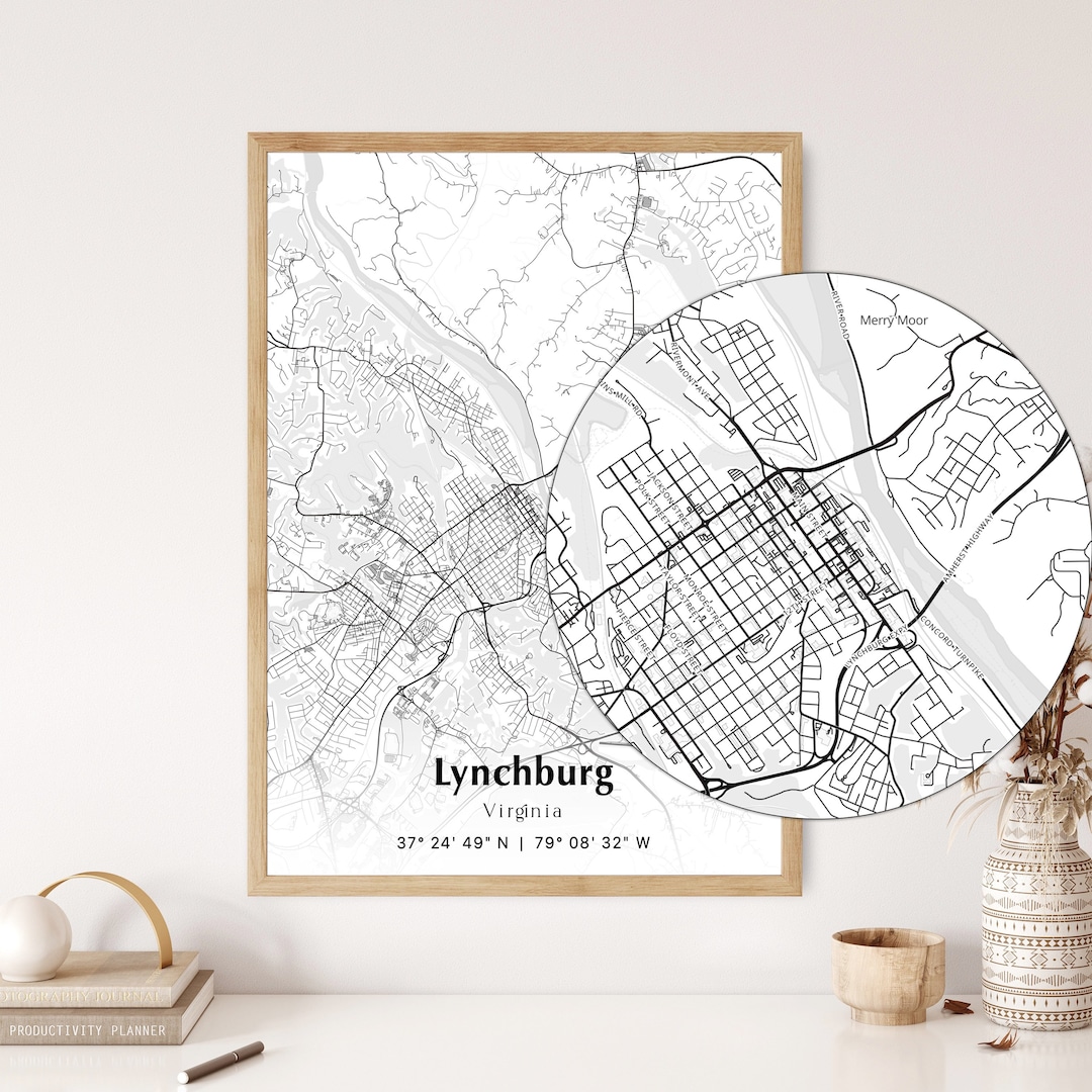 Lynchburg City Map Print, Lynchburg Virginia Map Poster, USA City ...