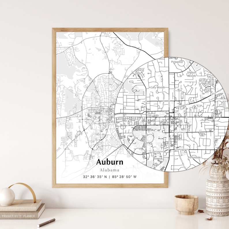 Auburn City Map Print Auburn Alabama Map Poster USA City - Etsy