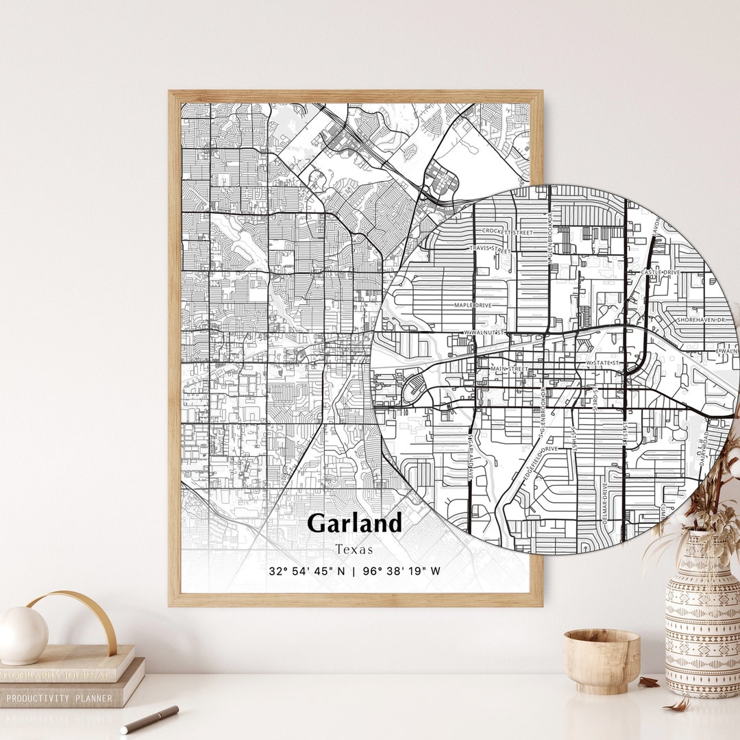 Garland City Map Print, Garland Texas Map Poster, USA City Street Map ...