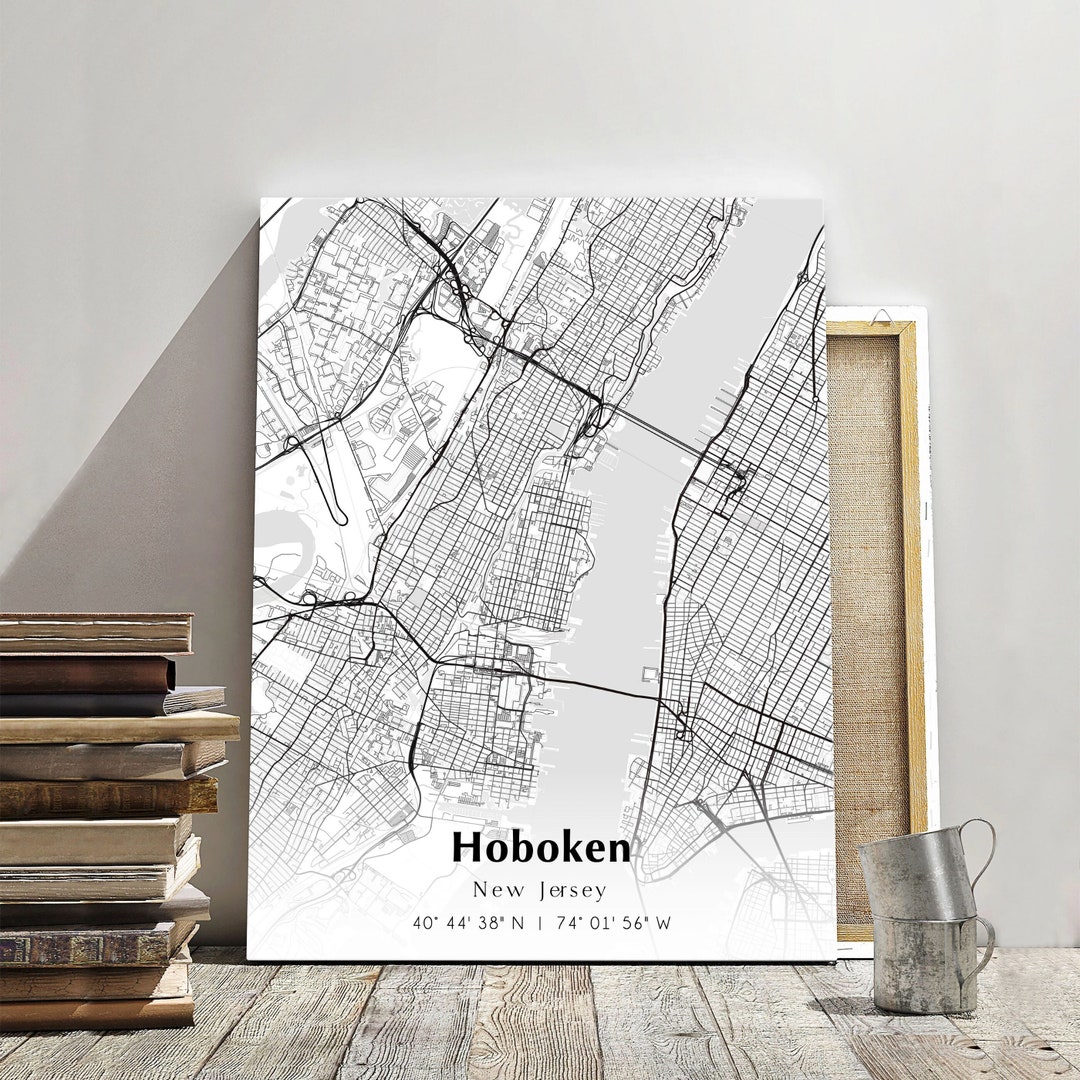 Hoboken City Map Print, Hoboken New Jersey Map Poster, USA City Street ...