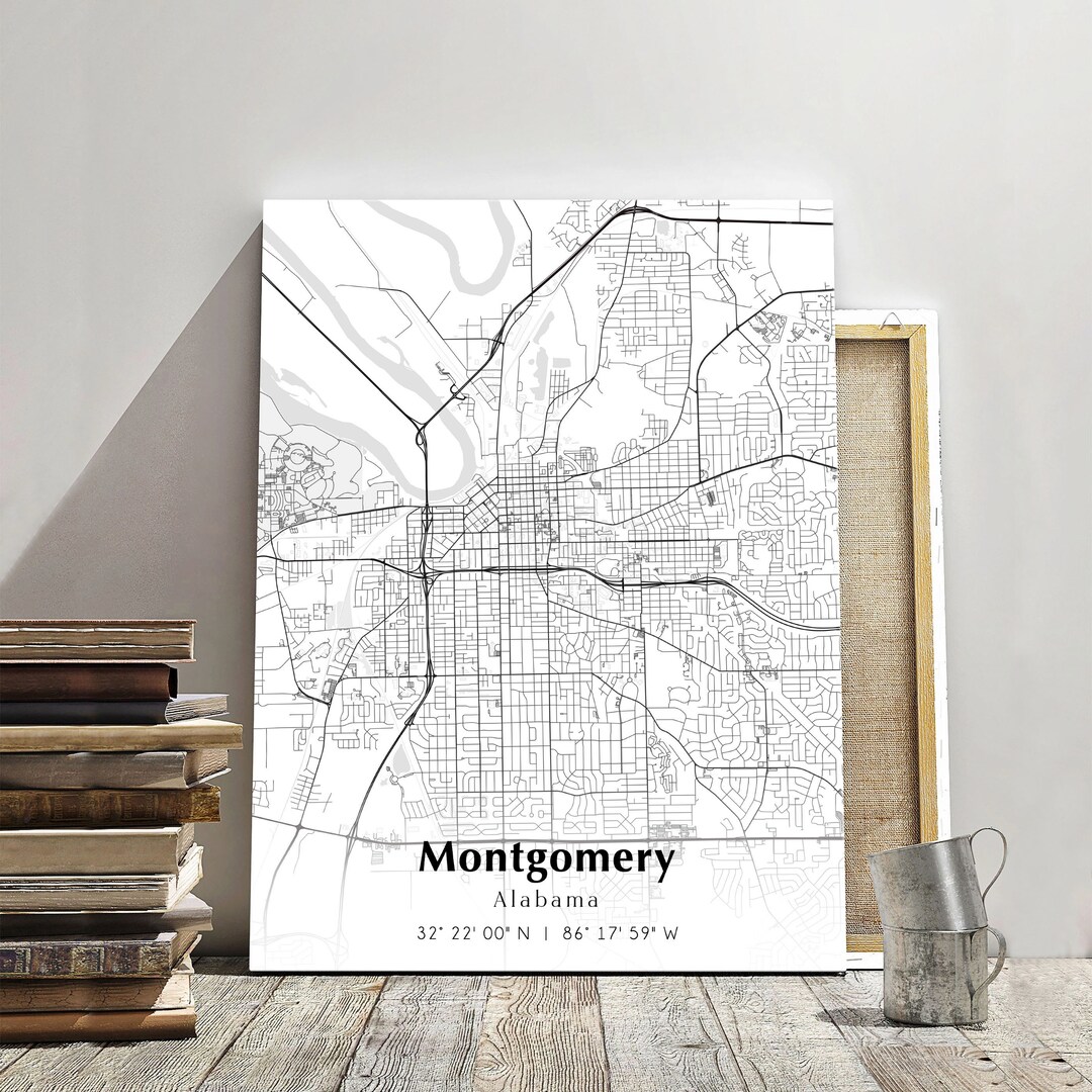 Montgomery City Map Print, Montgomery Alabama Map Poster, USA City ...