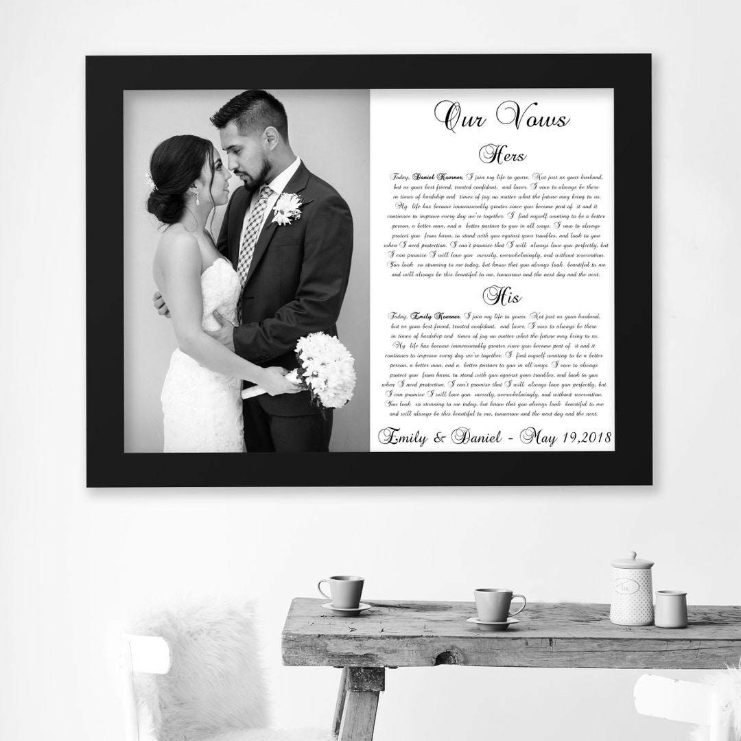 Framed Photo Print, Custom Framed Vows, Wedding Vows and Photo ...