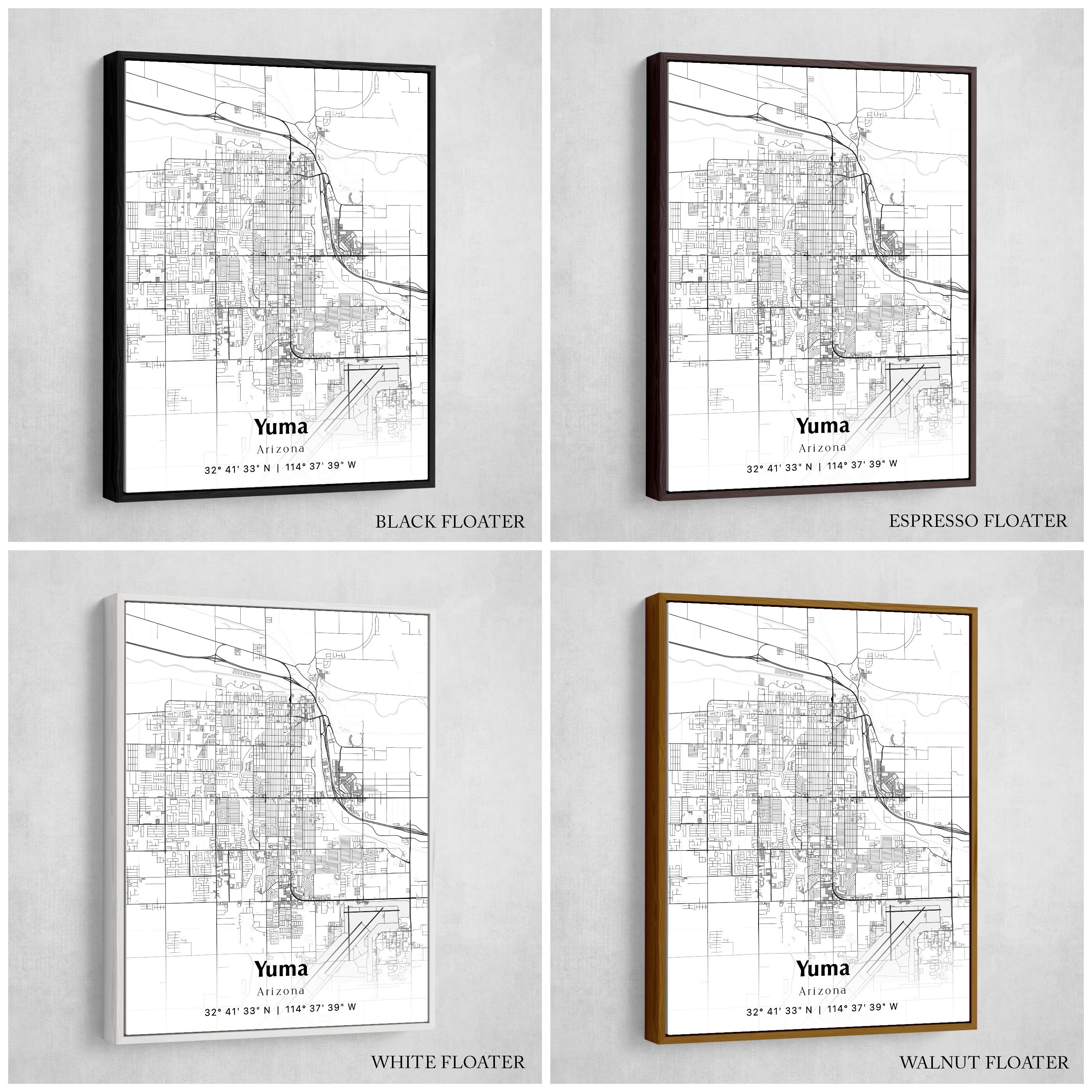 Yuma City Map Print, Yuma Arizona Map Poster, USA City Street Map, Map ...