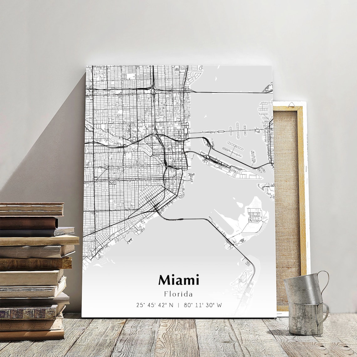 Miami City Map Print, Miami Florida Map Poster, USA City Street Map ...