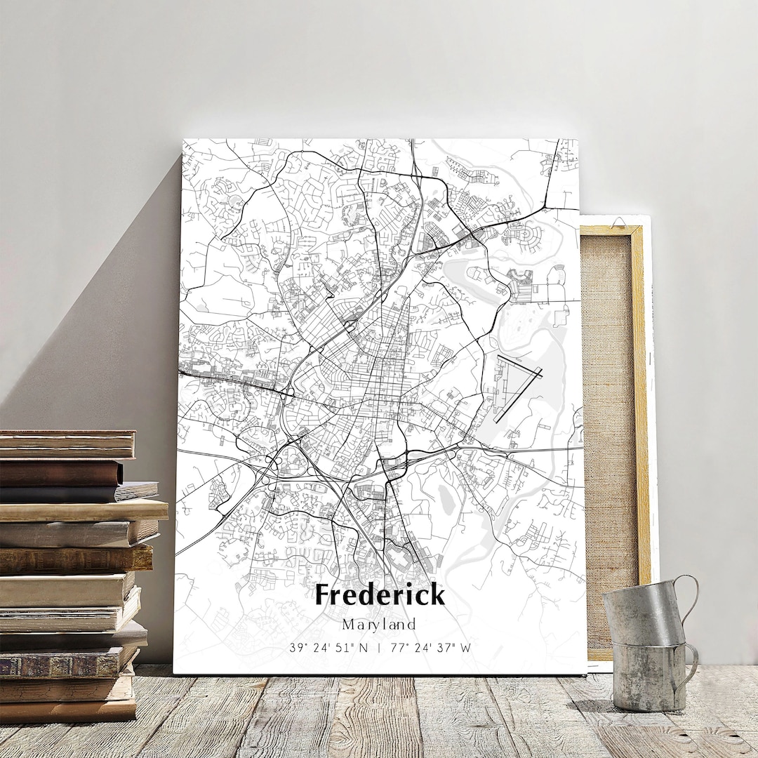 Frederick City Map Print, Frederick Maryland Map Poster, USA City ...