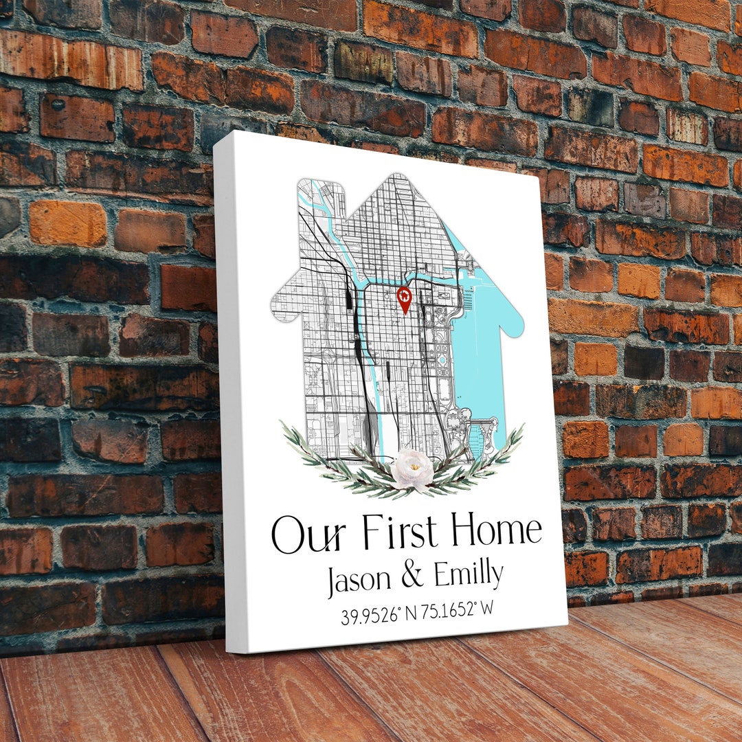 Personalized Housewarming Gifts, Custom Home Map, First Home Gift for ...