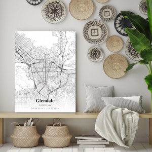 Glendale City Map Print, Glendale California Map Poster, USA City ...