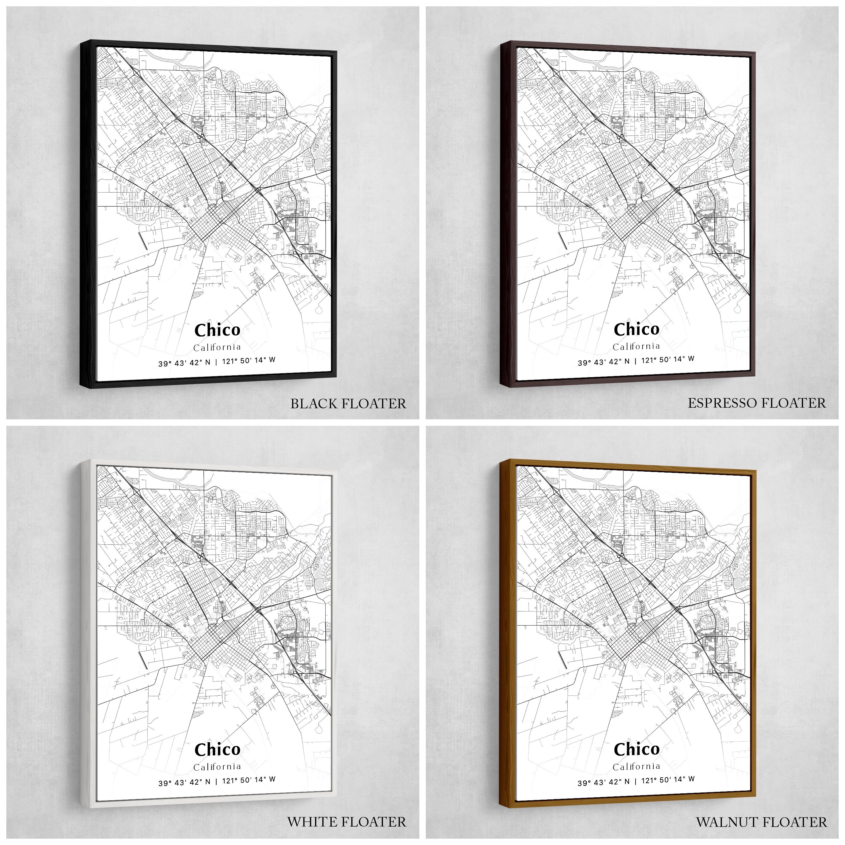 Chico City Map Print, Chico California Map Poster, USA City Street Map ...