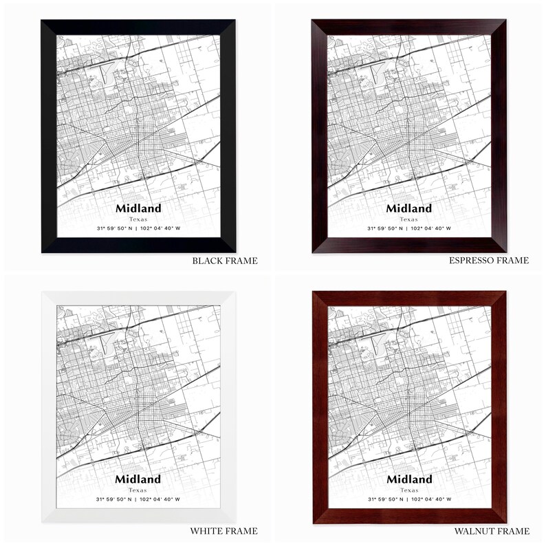 Midland City Map Print, Midland Texas Map Poster, USA City Street Map ...