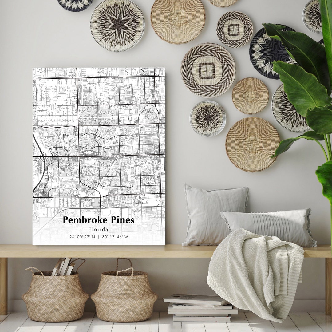 Pembroke Pines City Map Print, Pembroke Pines Florida Map Poster, USA ...