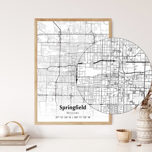 Springfield City Map Print, Springfield Missouri Map Poster, USA City ...