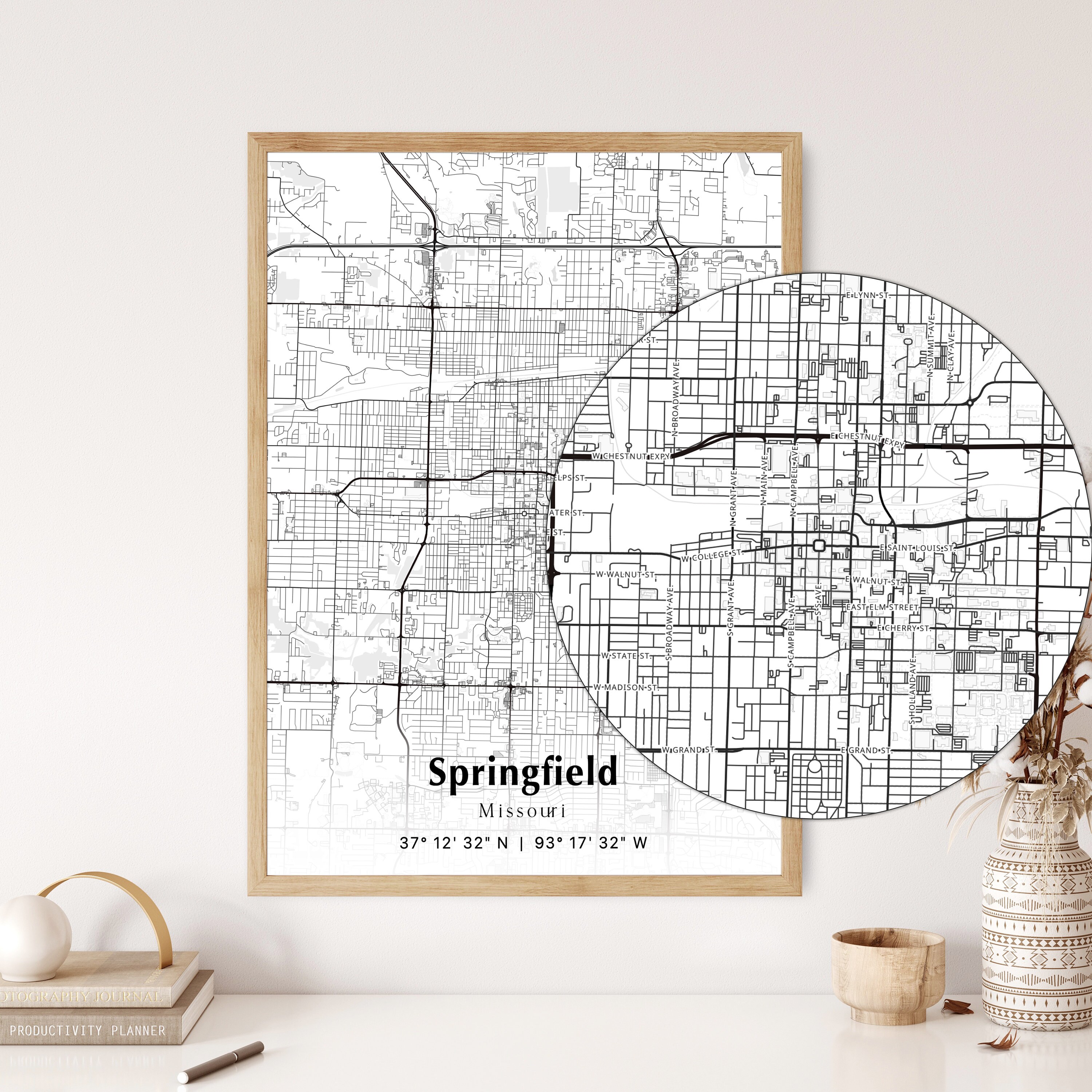 Springfield City Map Print, Springfield Missouri Map Poster, USA City ...