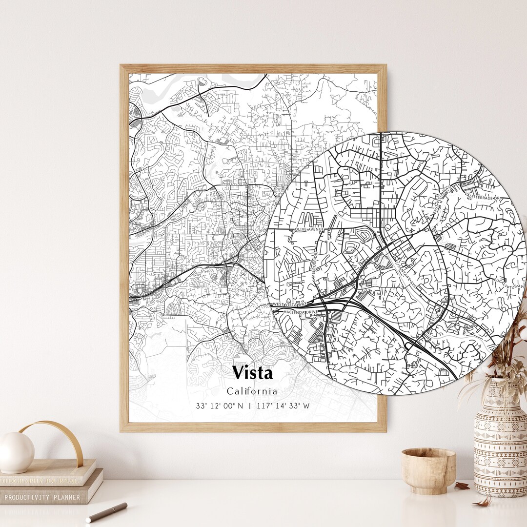 Map of Vista Digital File, Modern City Map, Vista Printable Map, Vista ...