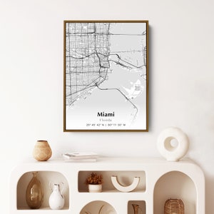 Miami City Map Print, Miami Florida Map Poster, USA City Street Map ...