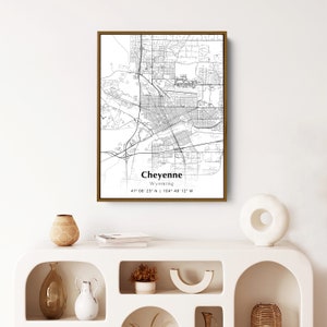 Cheyenne City Map Print, Cheyenne Wyoming Map Poster, USA City Street ...