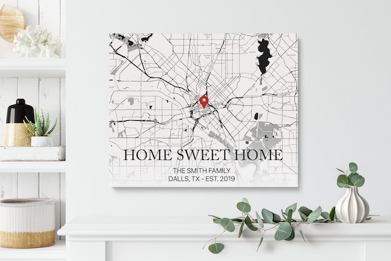Home Wall Map Sign Family Canvas Sign Canvas Print Map | Etsy