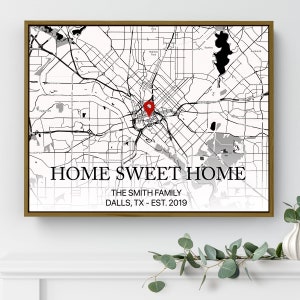 Personalized Map Canvas Print, Home Address Map, Family Sign Framed ...