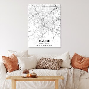 Rock Hill City Map Print, Rock Hill South Carolina Map Poster, USA City ...