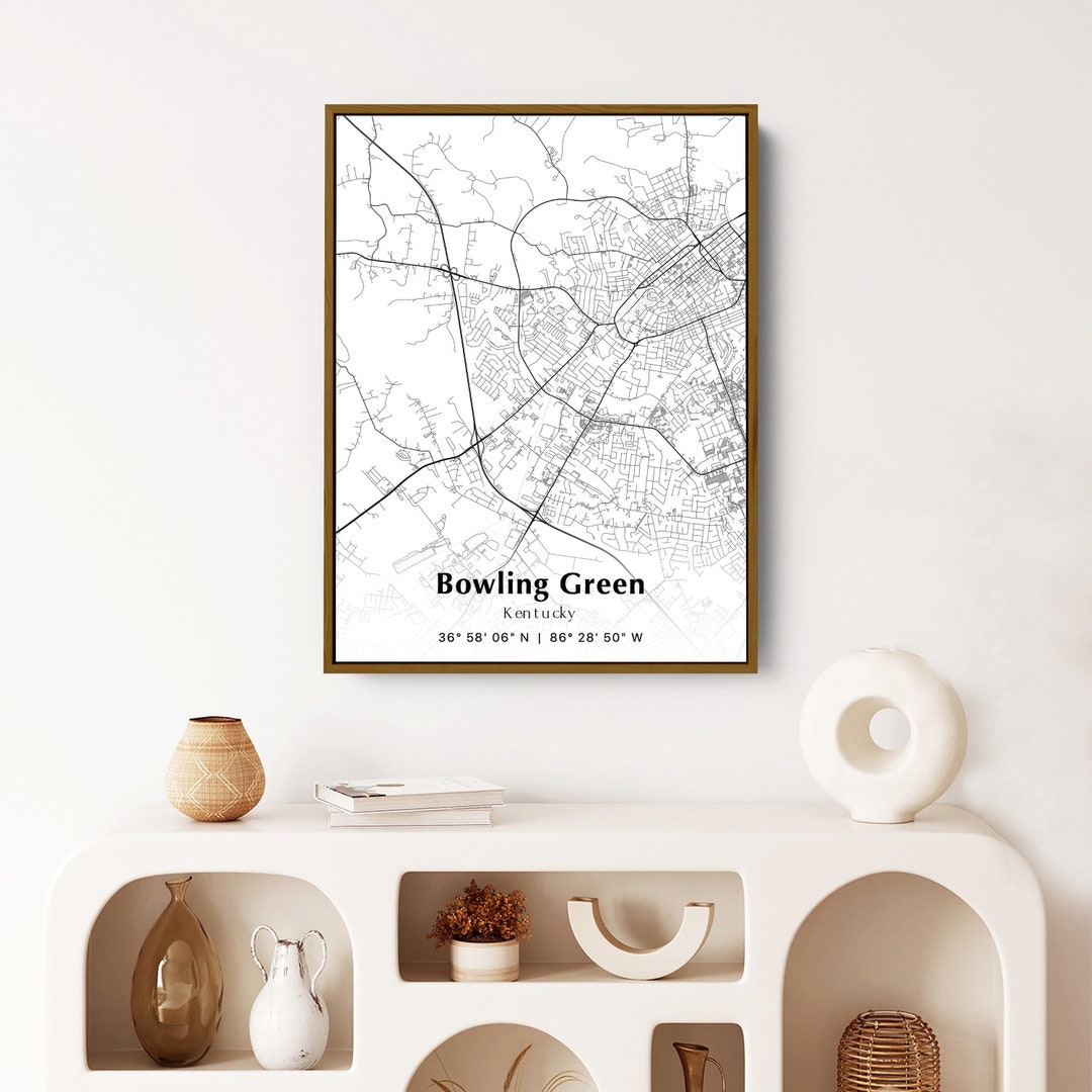 Bowling Green City Map Print, Bowling Green Kentucky Map Poster, USA ...