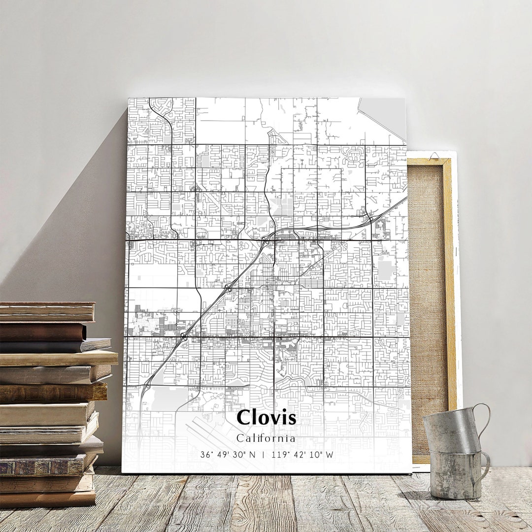Clovis City Map Print, Clovis California Map Poster, USA City Street Map, Map of Clovis, Modern ...