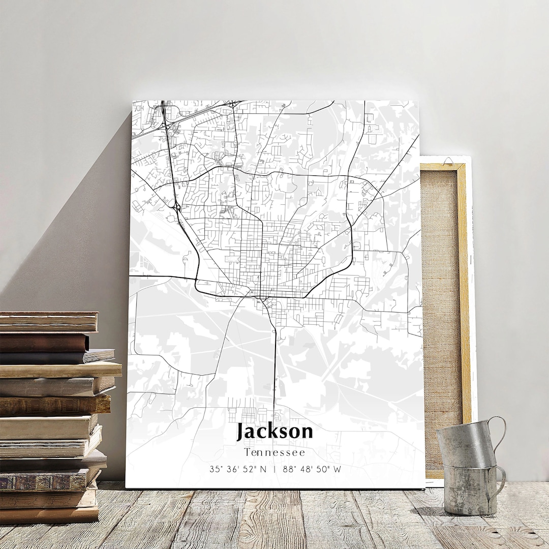 Jackson City Map Print, Jackson Tennessee Map Poster, USA City Street ...